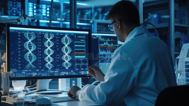 Professional Scientist Looking Patient Data Chart while Analyzing Data ...