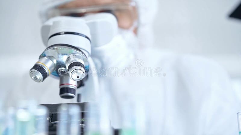 Professional Scientist Woman Doctor Surrounded by Monitors Working on ...