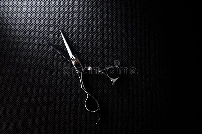 Professional Scissors on Black Background Stock Image - Image of ...