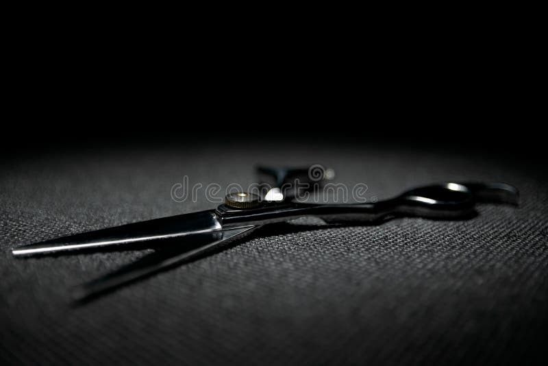 Professional Scissors on Black Background Stock Image - Image of ...