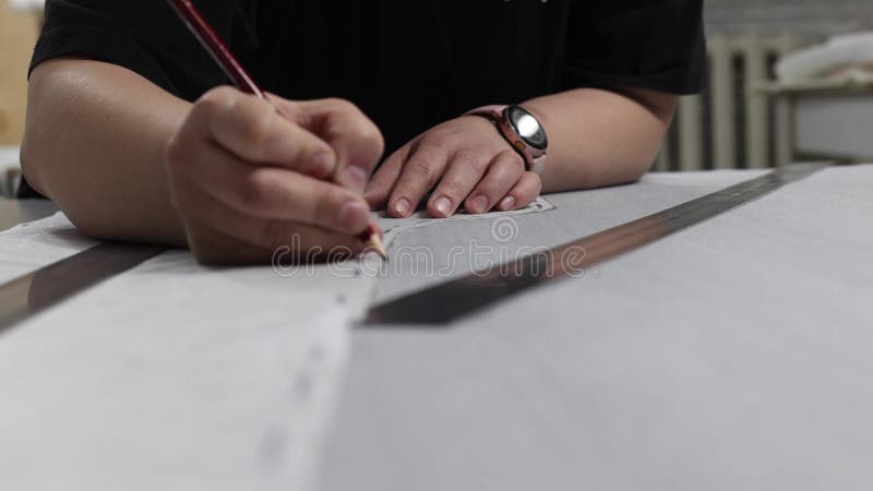 Professional Seamstress Making Pattern with Pencil Stock Video - Video ...