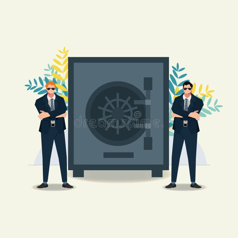 Professional Security with Giant Money Safe Design Vector Illustration ...