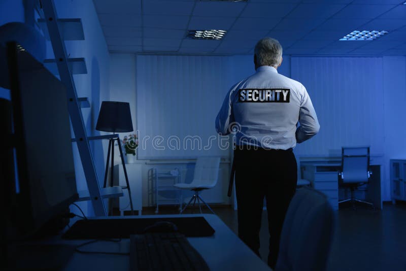 Professional Security Guard at Work in Office Stock Image - Image of ...
