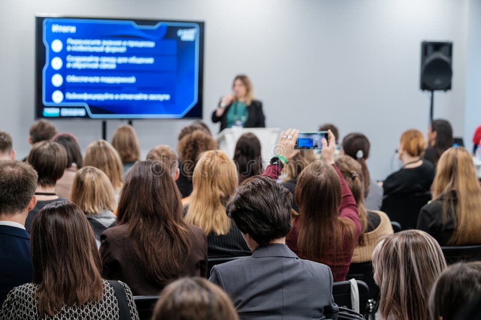 Professional Seminar with Audience and Presenter Using Digital ...