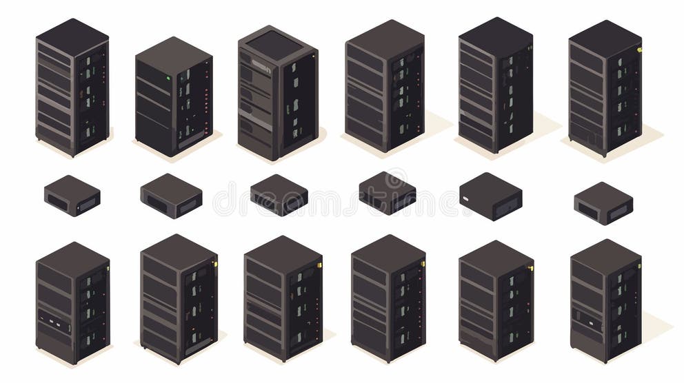 Professional Server Hardware Equipment Isometric Set for it Solutions ...