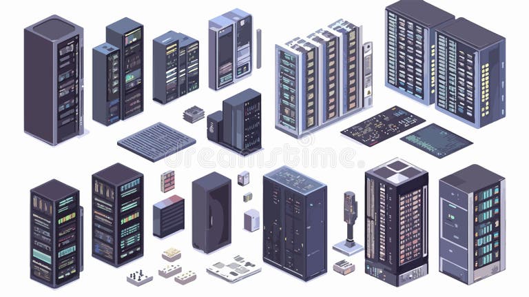 Professional Server Hardware Equipment Isometric Set for it Solutions ...