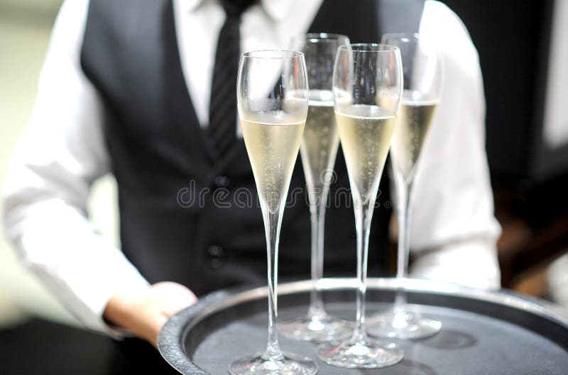 Waiter serving champagne stock image. Image of card, flavor - 26481717