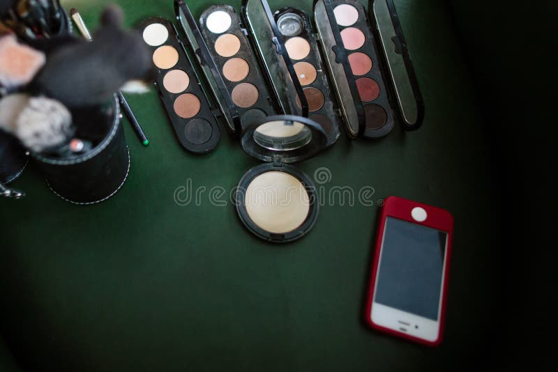 Professional Set of Make-up and Mobile Phone Stock Image - Image of ...
