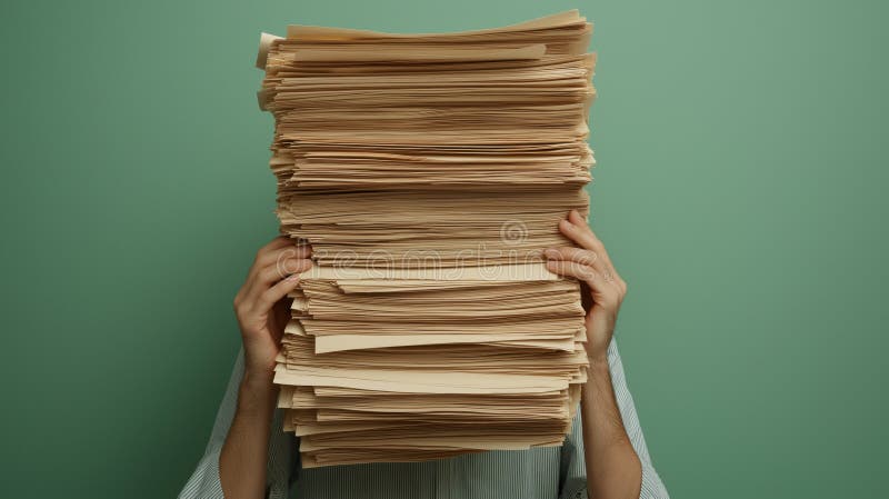 Overwhelmed Employee with Stack of Paperwork for Project Management AI ...