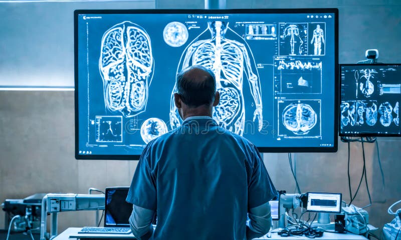 Professional Setting, Individual Observes Multiple Medical Imaging ...