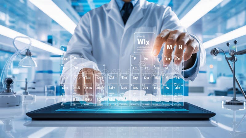 A Professional Setting Where a Scientist in a Lab Coat is Interacting ...