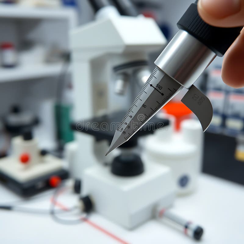 A Professional Setup of an Advanced Digital Micrometer Measuring a ...