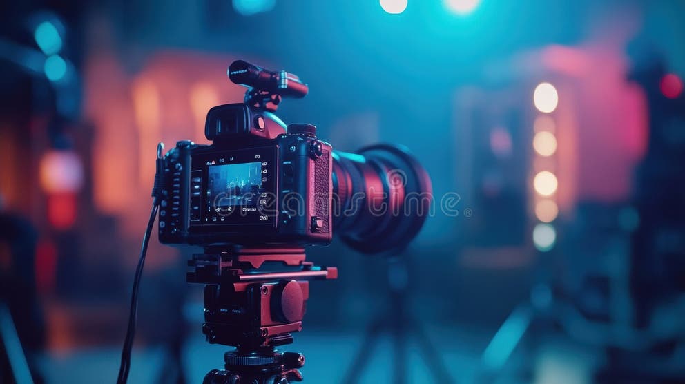 A Professional Setup Captures an Interview in a Vibrant Television ...