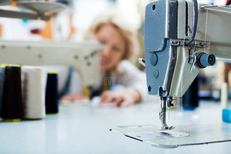 Professional Sewing Machine Close Up Stock Photo - Image of material ...