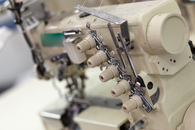 Professional Sewing Machine with Thread in Workshop Stock Image - Image ...