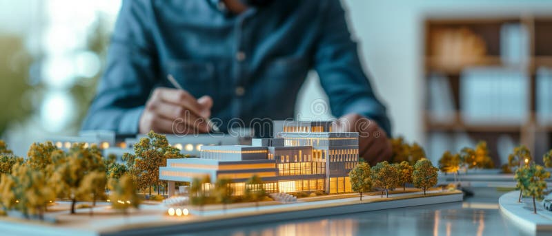 A Professional Showcasing a Scale Model of a Business Office Complex ...