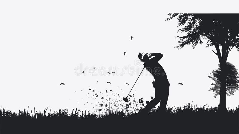 Professional Silhouette Man Golfing Course Activity Outdoors Stock ...