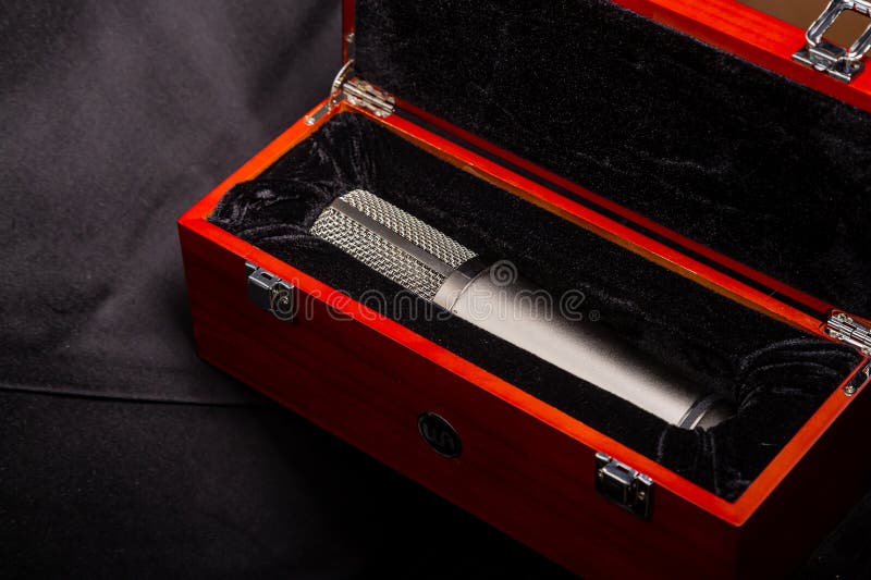 Professional Silver Studio Microphone in a Red Box with Locks Stock ...