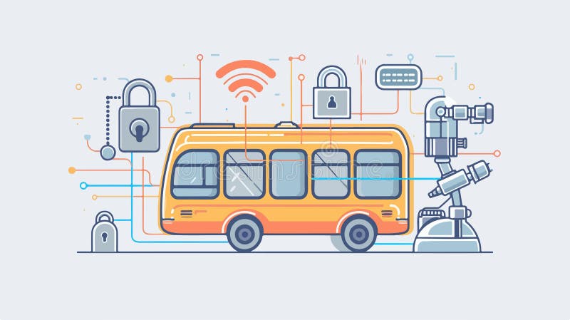 Professional Simple Bus Wireless Symbol Lock Drawing for Creative ...