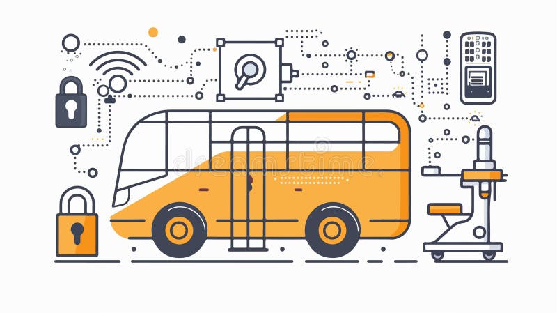 Professional Simple Bus Wireless Symbol Lock Drawing for Creative ...