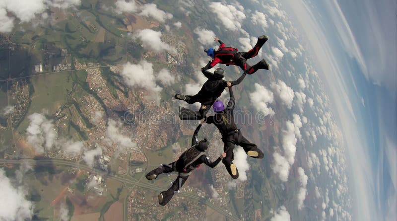 Skydiving 4 way team editorial image. Image of formation - 128374675