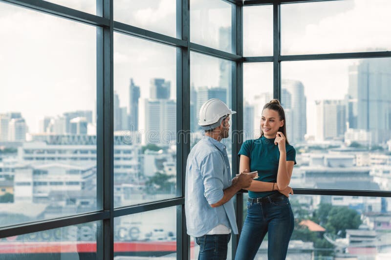 Professional Smart Architect Engineer Team Discuss and Solve Problems ...