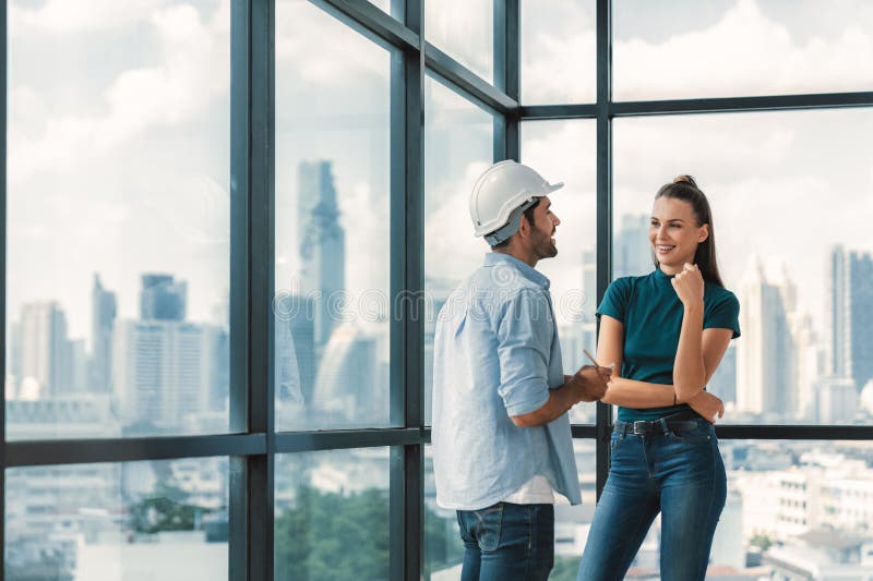 Professional Smart Architect Engineer Team Discuss and Solve Problems ...