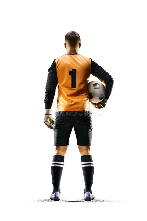 Professional Soccer Goalkeeper in Action on White Background Stock ...