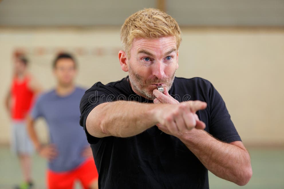 Professional Soccer Referee Pointing at Something Stock Photo - Image ...