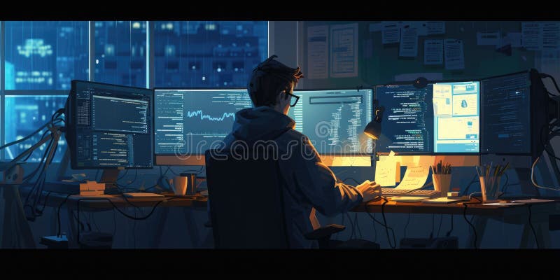 Professional Software Developer Coding Program or Engineering Prompt. AIG42. Stock Image - Image ...