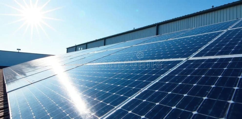 Professional Solar Panel Installation on Large Industrial Building ...