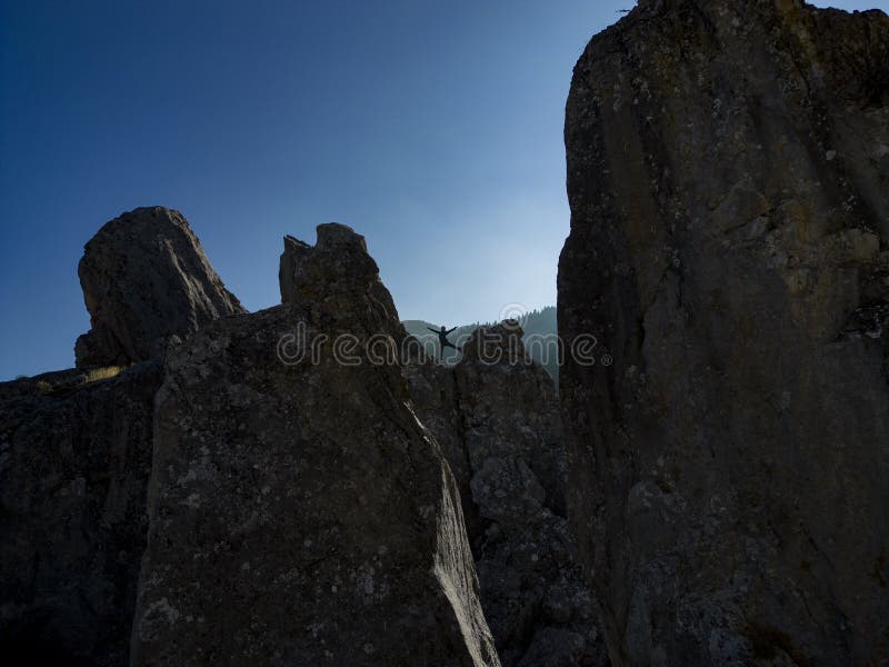 Professional Solo Mountaineer S Exploration Adventure on Unusual Cliffs ...