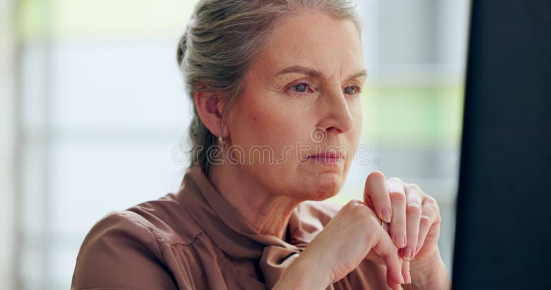 Professional, Solution and Woman with Thinking by Computer for Risk ...