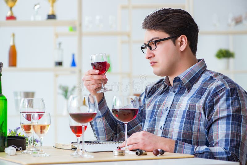 The Professional Sommelier Tasting Red Wine Stock Photo - Image of ...