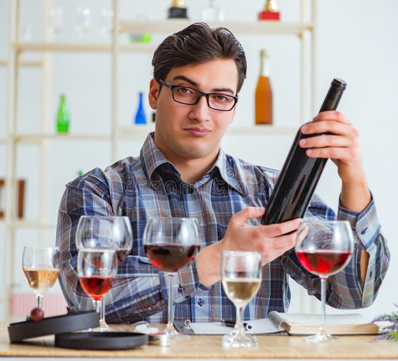 Professional Sommelier Tasting Red Wine Stock Image - Image of ...