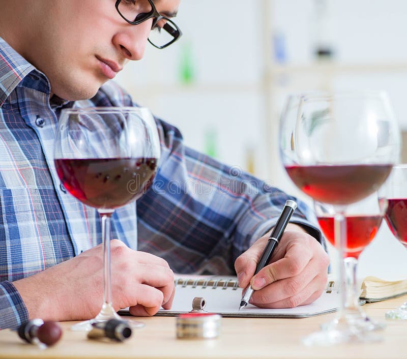Professional Sommelier Tasting Red Wine Stock Image - Image of ...
