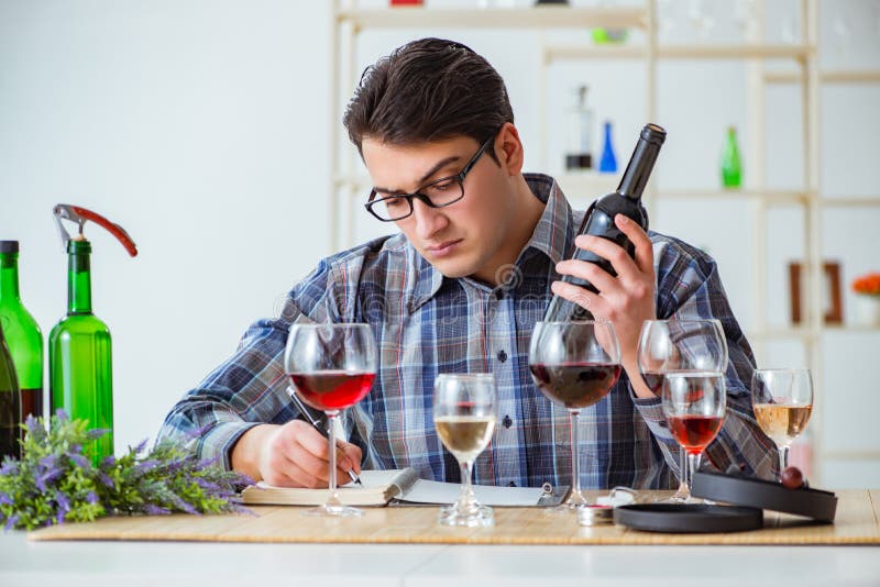 The Professional Sommelier Tasting Red Wine Stock Image - Image of ...