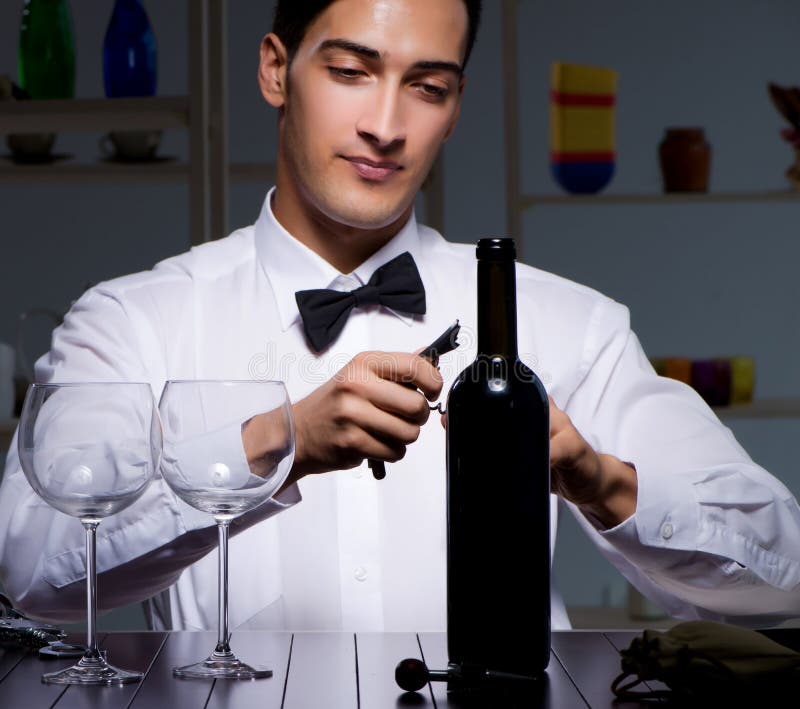 Professional Sommelier Tasting Wine in Restaurant Stock Photo - Image ...