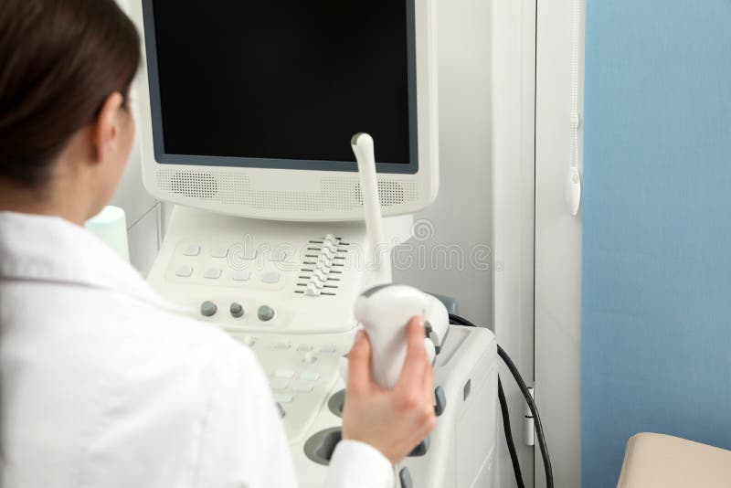 Professional Sonographer Using Modern Ultrasound Machine Stock Photo ...