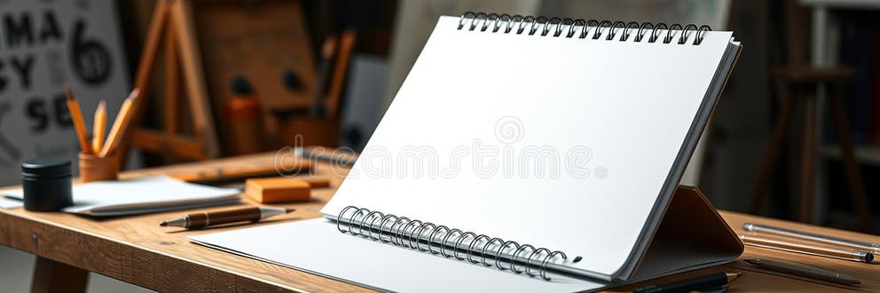 Professional Spiral Notebook Mockup on a Drafting Table a Creative ...