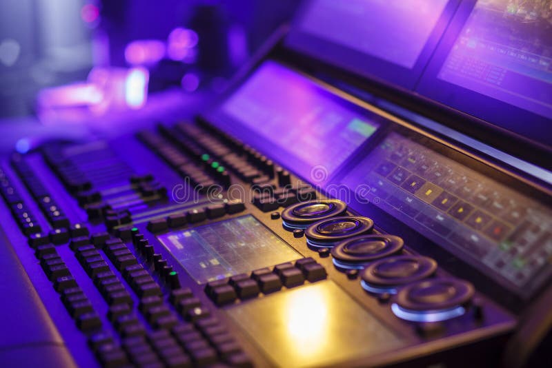 Professional Stage Lighting Control Panel in the Lighting Room Stock ...