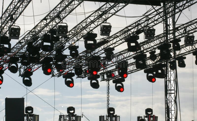 Professional Stage Lighting Equipment Ready for Operation Stock Image ...