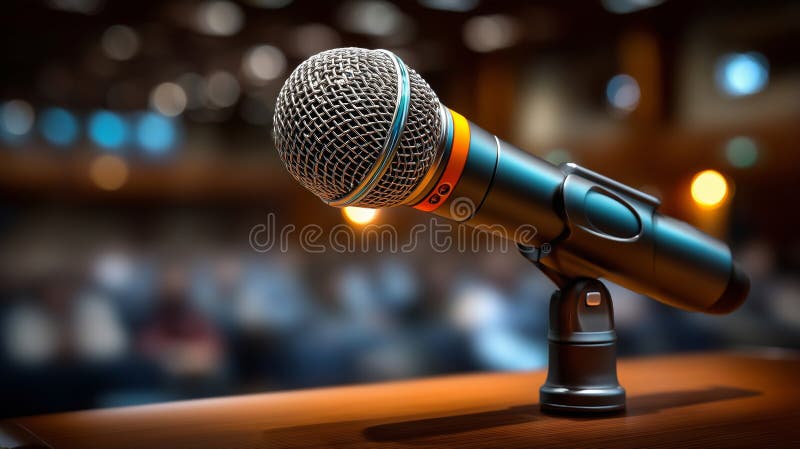 Professional Stage Microphone Ready for Speech Stock Illustration ...
