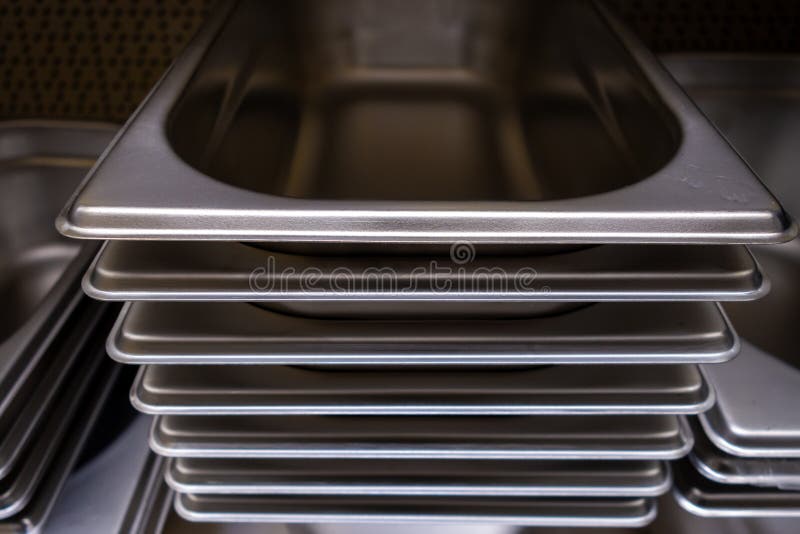 Professional Stainless Steel Cookware. Kitchen Trays and Molds. Stock ...