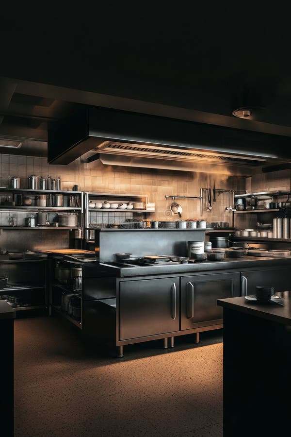 Professional Stainless Steel Kitchen Equipment in a Modern Restaurant ...