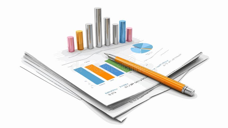 Professional Statistical Document with Bar Diagram Graph Stock Vector ...