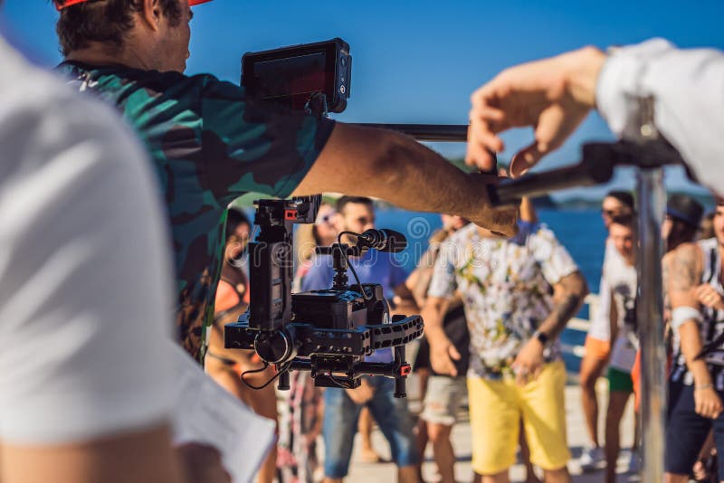 Professional Steadicam Operator Uses a 3-axis Camera Stabilizer System ...