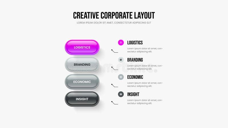 Professional Strategy 4 Step Infographic Slide Template Stock Vector ...