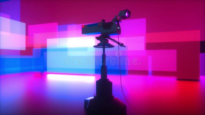 Professional Tv Studio Camera Moving Around Green Screen Stock Video ...