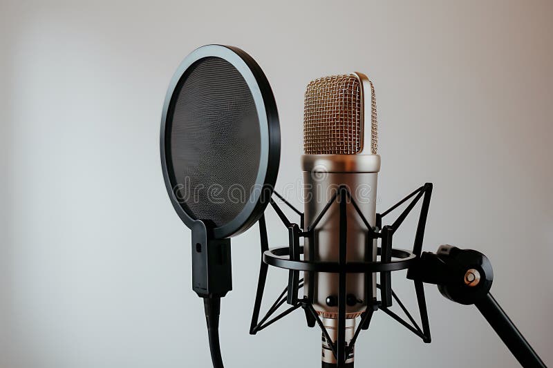 Professional Studio Condenser Microphone Setup with Pop Filter Stock ...